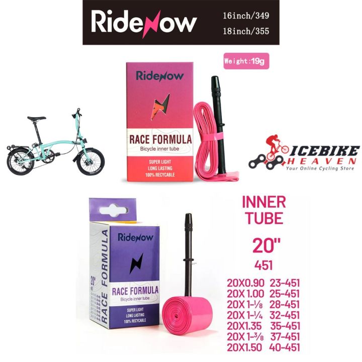 Superlight RideNow UltraLight Bicycle Inner Tube for Folding Bike 27g ...