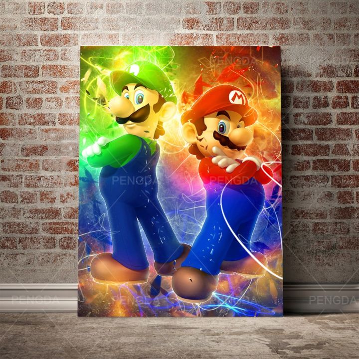 Canvas Prints Paintings Super Mario Wall Art Level Game Poster ...
