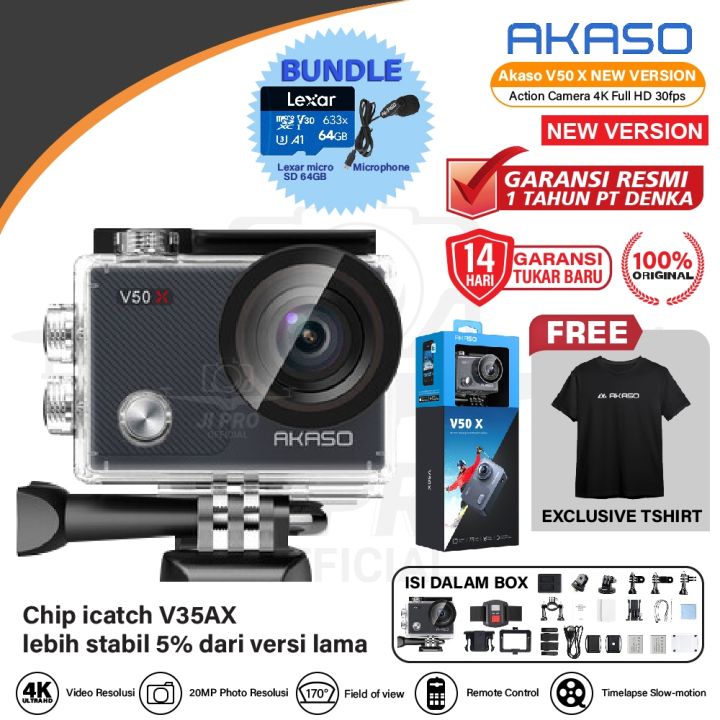 AKASO V50 X 4K New Version 30fps WiFi Action Camera - V50X - Original | Lazada Indonesia