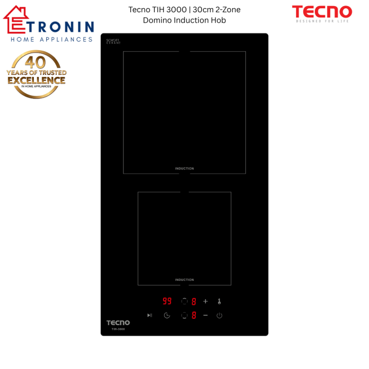 Tecno TIH 3000 | 30cm 2-Zone Domino Induction Hob | Built-In Cooker ...