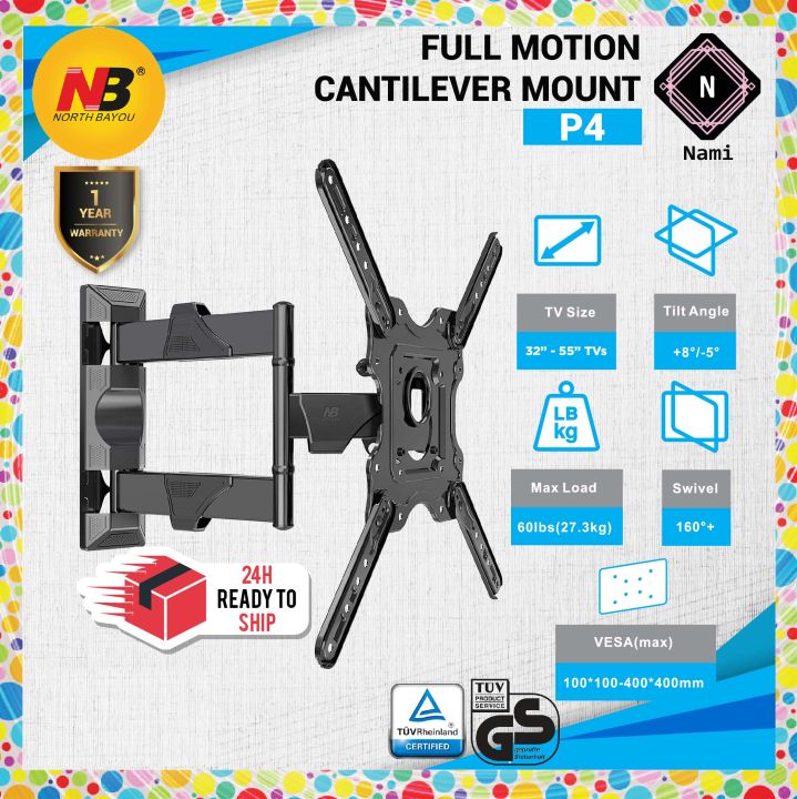 NB North Bayou P4 32 to 55 inch Full Motion Cantilever TV Wall Mount ...