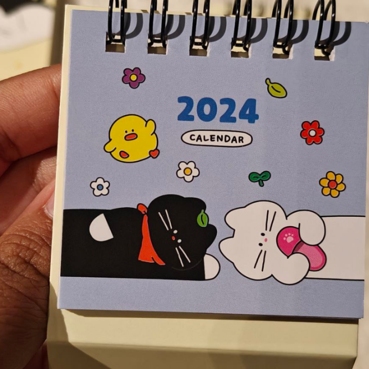 MINI NYANG CAT 2024 DESK CALENDAR BLUE - AUTHENTIC MADE IN KOREA ...