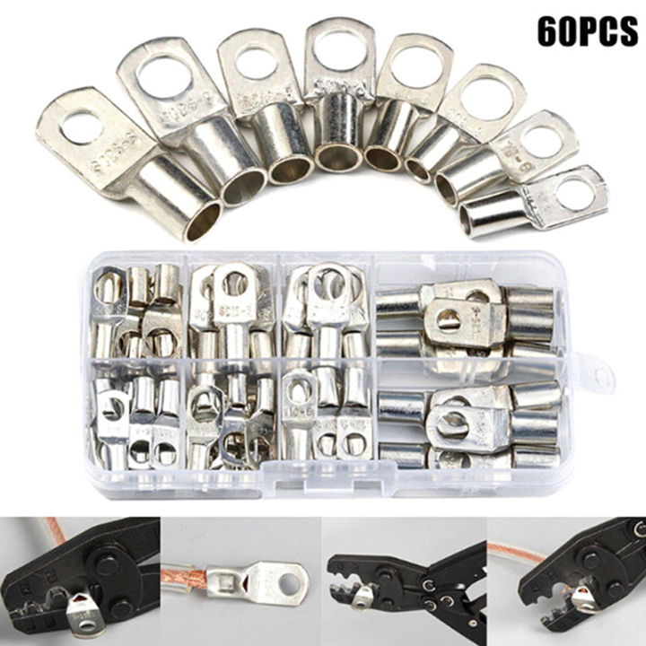 CHU 60pcs Electrical Wire Copper Lug Battery Cable Ring Connector ...