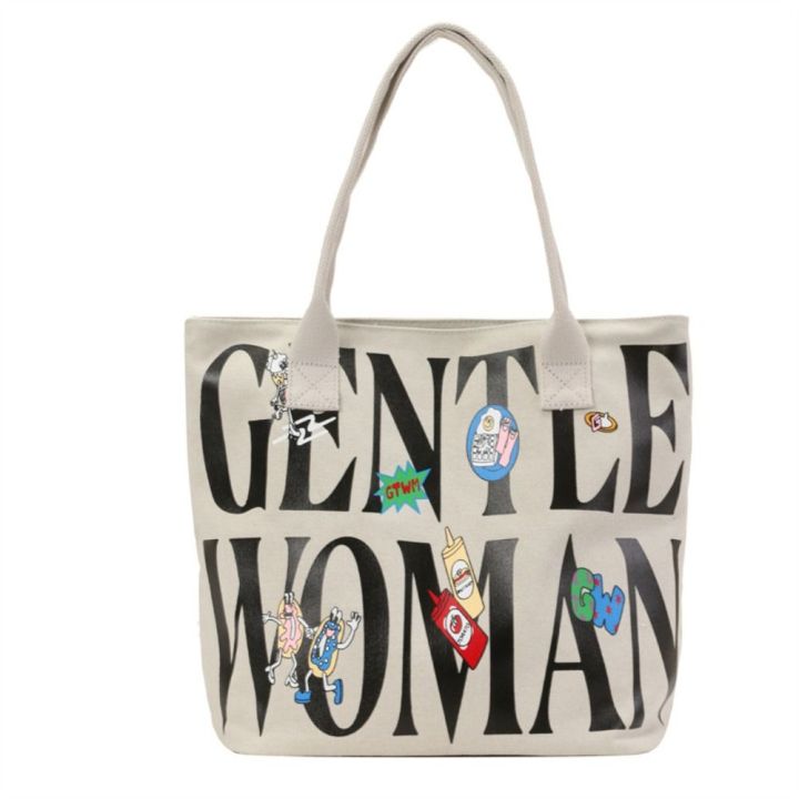 GHFT ชุดผ้าไทย กระเป๋าผ้าแคนวาสสตรี พิมพ์ลายการ์ตูน จุได้มาก กระเป๋า ...