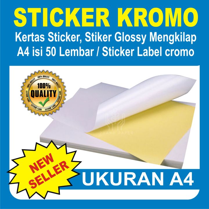 Kertas Sticker, Stiker Glossy Mengkilap A4 isi 50 Lembar / Stiker A4 ...