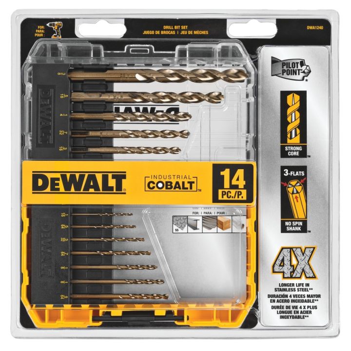 DeWALT DWA1240 Cobalt Drill Bit Set with Pilot Point, 14-Piece | Lazada PH