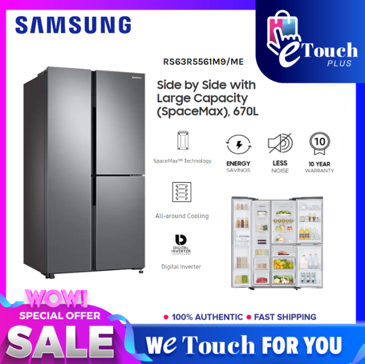SAMSUNG (RS63R5561M9/ME) 670L SIDE BY SIDE 3 DOOR DIGITAL INVERTER ...