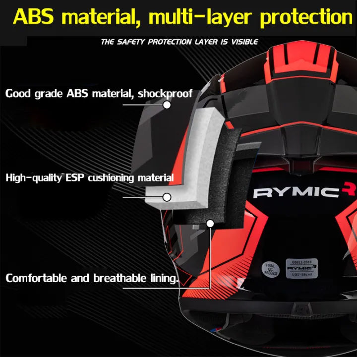 AXK Motorcycle Helmet Full Face Helmet With ICC dual visor Double Miorr ...