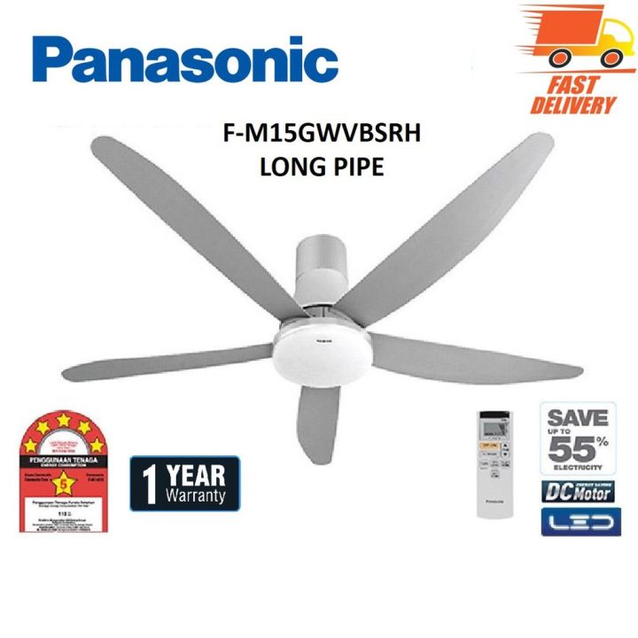 Panasonic 5 Blades Ceiling Fan With Led (Long Pipe) F-M15GW F ...