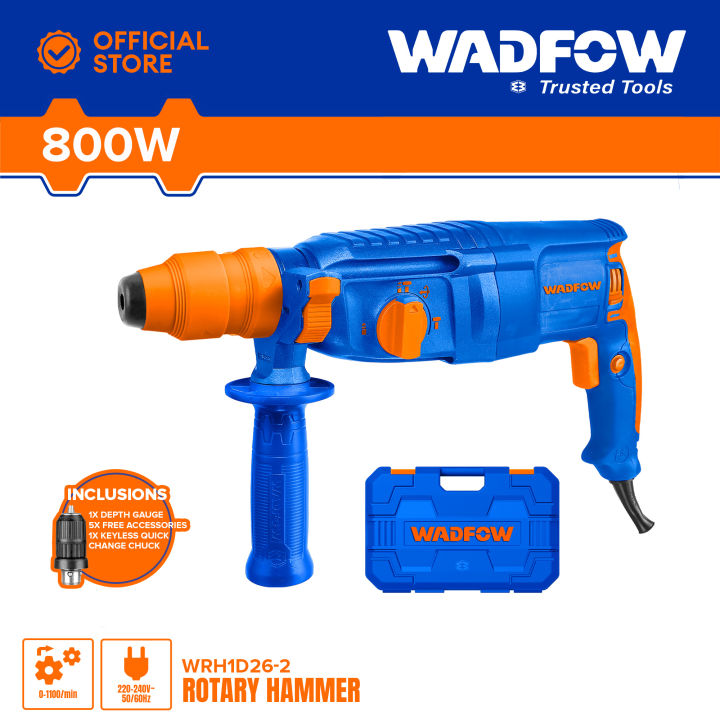 WADFOW Industrial 800W Rotary Hammer Drill SDS Plus Chuck Chipping Gun ...