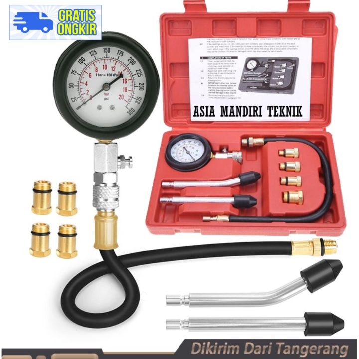 8Pcs Set Tester Kompresi Silinder Mesin Mobil Alat Pengukur Tekanan Gas ...