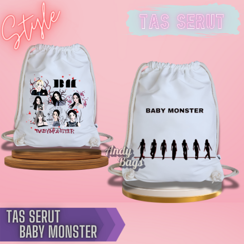 Tas Serut Bahan Kanvas Motif Baby Monster / Serbaguna / Kampus / Wanita ...