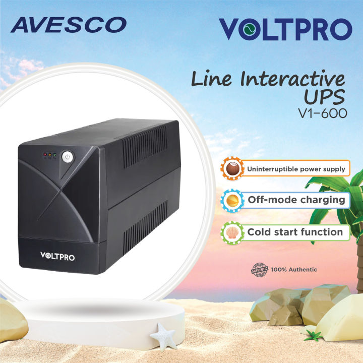 VoltPro Line Interactive UPS | V1-600 | with AVR and USB port | VRLA Batteries | 1KVA/600W ...