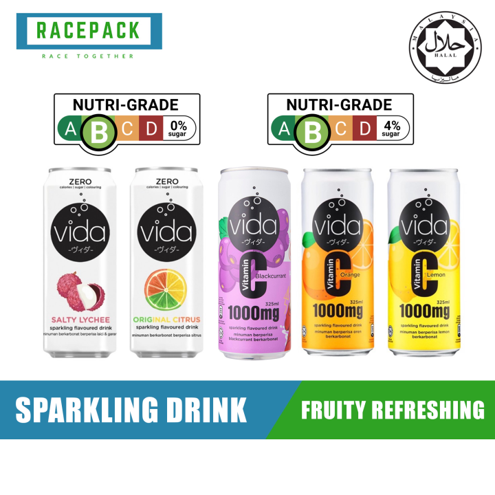 (VIDA Zero Sparkling 325ml x6) Salty Lychee/ Blackcurrant / Lemon ...