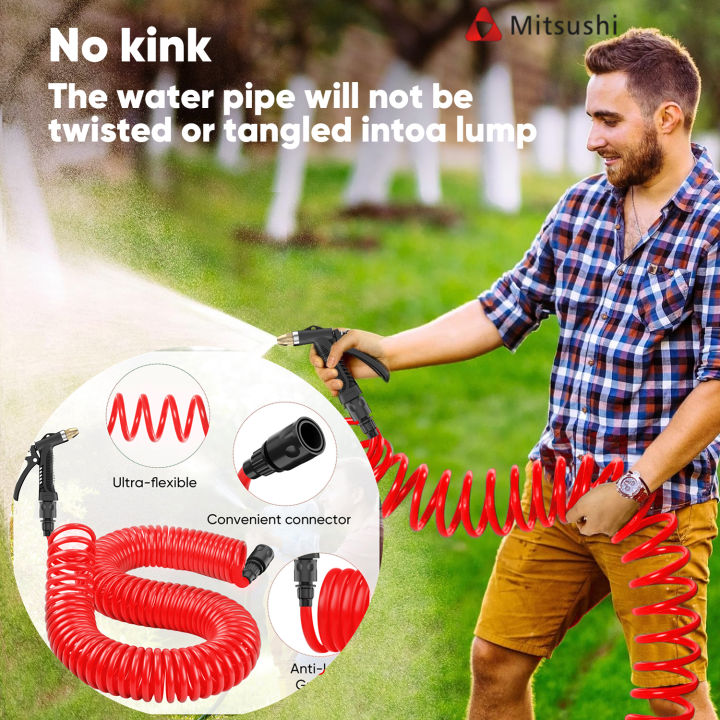 Mitsushi 7.5M/15M/20M Garden Telescopic Spring Hose High Pressure ...