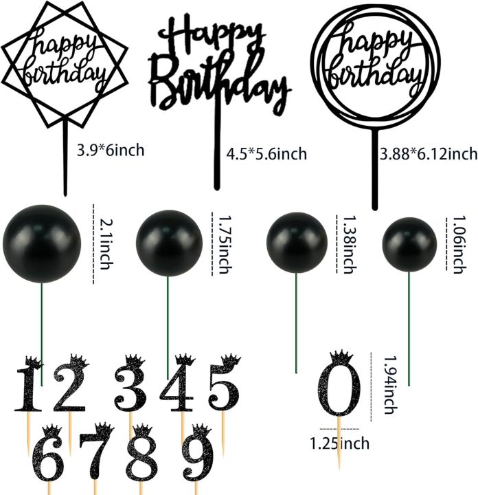 25 unit Birthday Cake Topper Set, akrilik Happy Birthday Cake Toppers ...