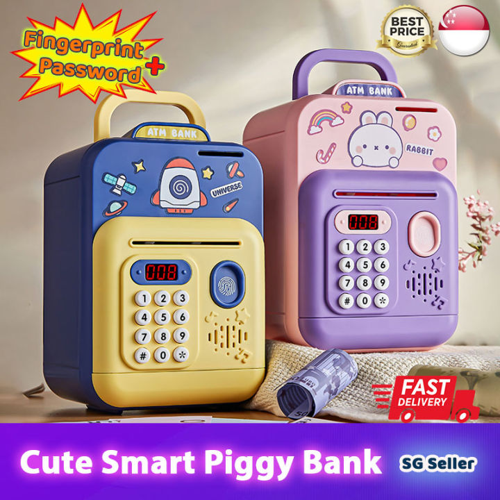 【SG Ready Stock】Cute Smart ATM Piggy Bank Toy with Fingerprint&Password ...