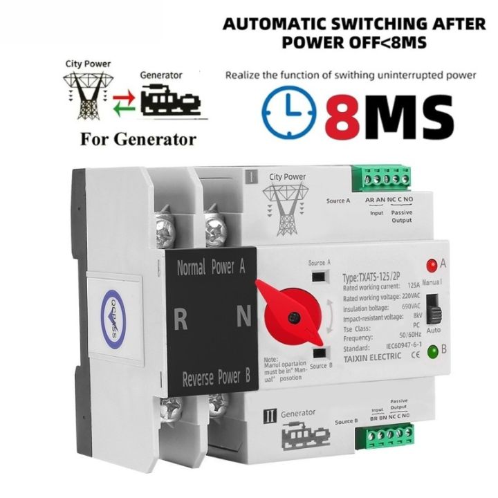 MCB type Dual Power Automatic transfer switch ATS 2P 63A 100A ATS ...