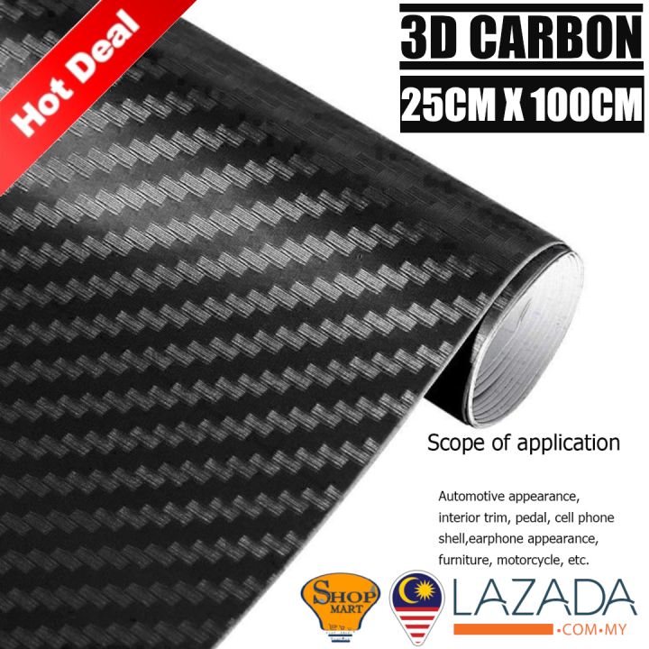 25CM X 100CM Car Vinyl Wrap Decal Sticker 3D Carbon Stickers Carbon ...