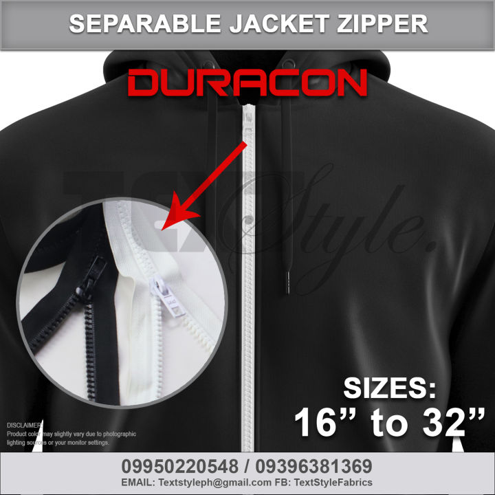 Textstyle Separable Duracon Zipper For Jackets and Hoodies Premium Zipper Black & White 16" to ...