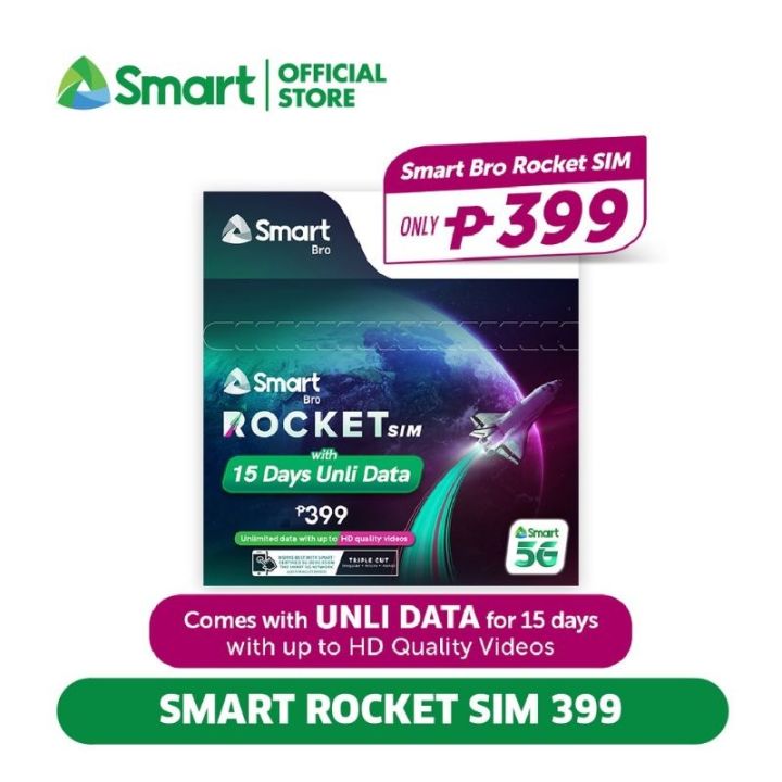 SMART ROCKET SIMCARD (5G READY) - FREE SHIPPING UNLIDATA 15 days | Lazada PH