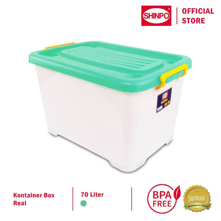 SHINPO REAL CONTAINER BOX 70 LITER ADA 4 RODA KUAT BERKUALITAS / EZY 75 ...