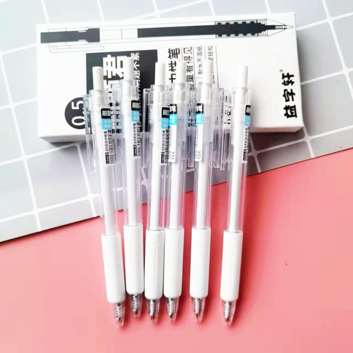 6 Pcs/box 0.5 mm Retractable Pen ST gel pen ballpen Tip sign pen ...