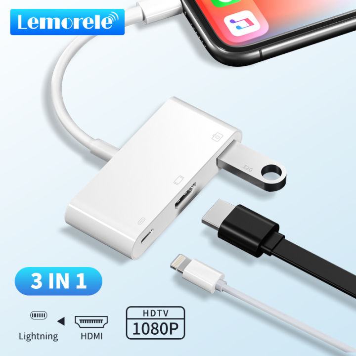 Lemorele LC12 Lighting to digital AV OTG adapter Lighting to HDMI USB ...
