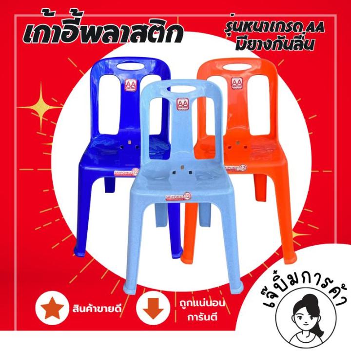 เก้าอี้พลาสติก รุ่นหนาเกรด Aa มียางกันลื่น Th