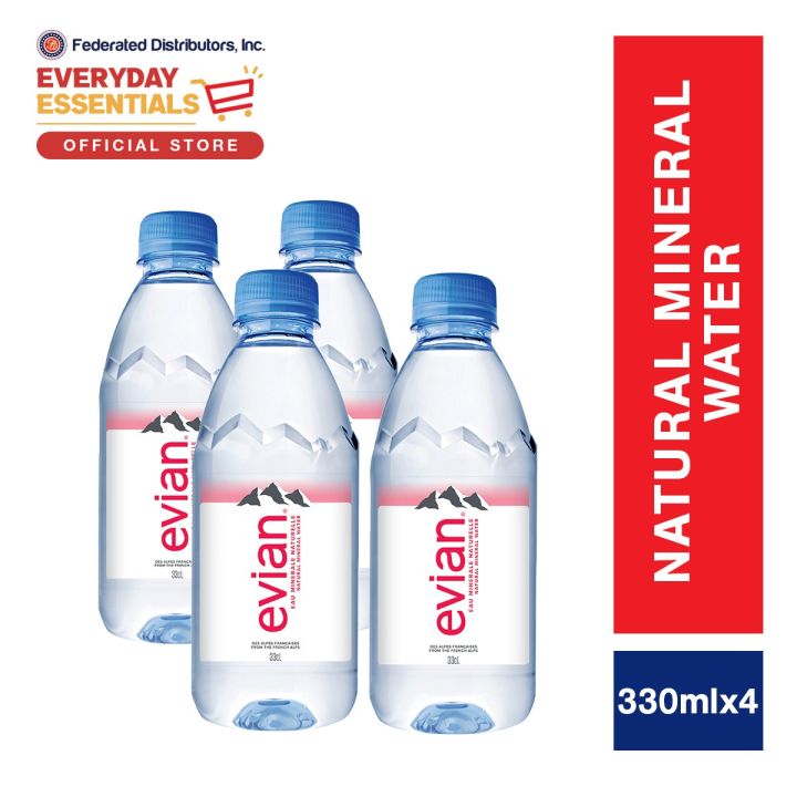EVIAN Natural Mineral Water 330ml - pack of 4 | Lazada PH