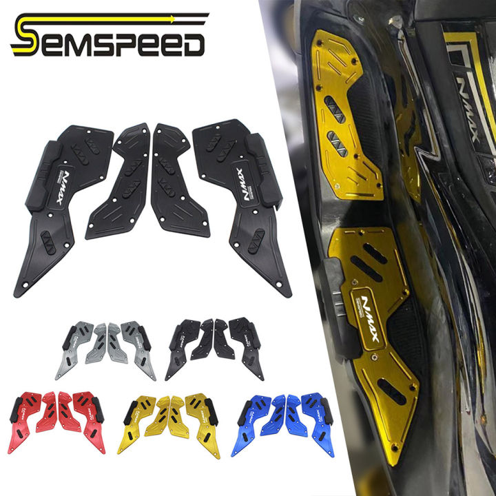 SEMSPEED Motorcycle CNC Matting Footboard Anti-Slip Footrest Footpegs For Yamaha NMAX 155 150 ...