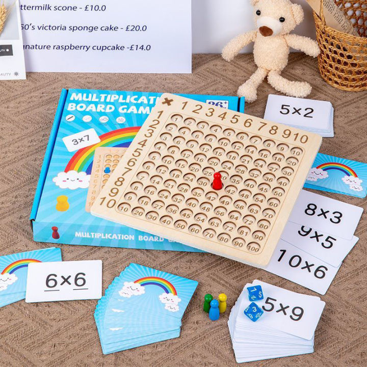 Wooden Montessori Multiplication Board Game, Numbers Multiplication ...