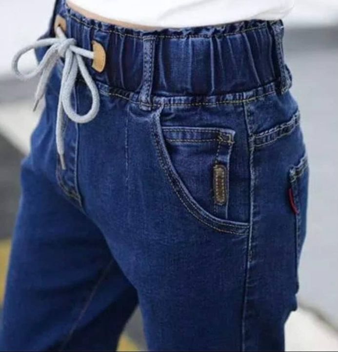 Fashionable Korean Denim Garterized Pants Plain And Tattered Design For ...