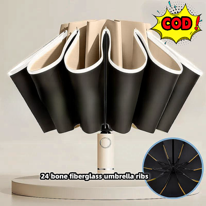 24 Ribs Automatic Umbrella Storm Resistant Large Anti Umbrella Sun And ...