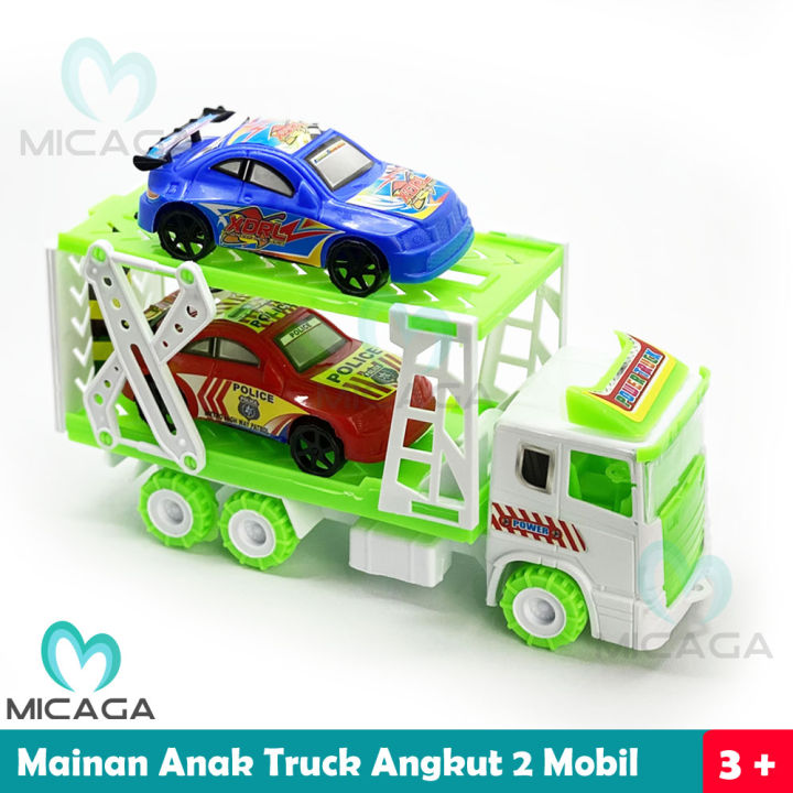 Mainan Anak Mobil Mobilan Truk Truck Angkut Mobil Isi 2 Sedan | Lazada ...