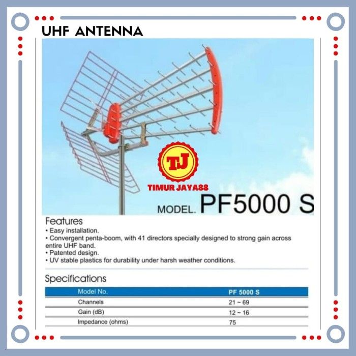 Antena Antenna TV Luar PF Goceng PF5000 Super High Gain UHF Pf 5000 ...