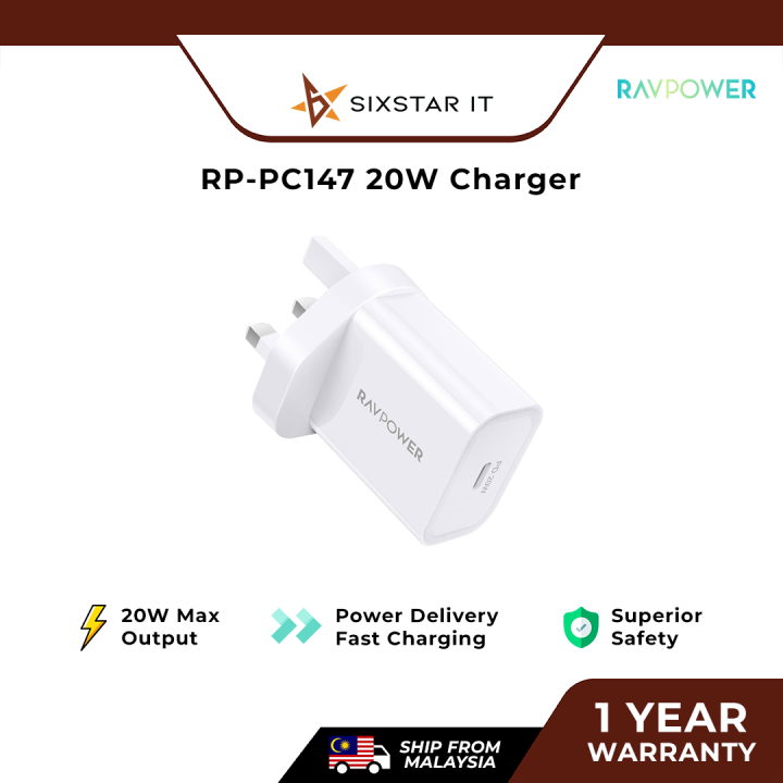 RAVPower RP-PC147 PD Pioneer 3.0 USB C 20W Wall Charger for iPhone 11/ 12 /12 Pro Max | Lazada