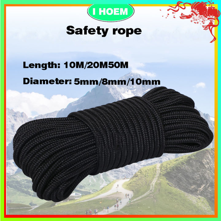 [READY STOCK] Length 10/20/50M, diameter 5/8/10mm black lifting safety ...