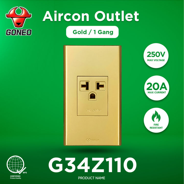 GONEO 1 Gang Aircon Outlet with Childproof Safety Shutter G34Z110 Topas ...