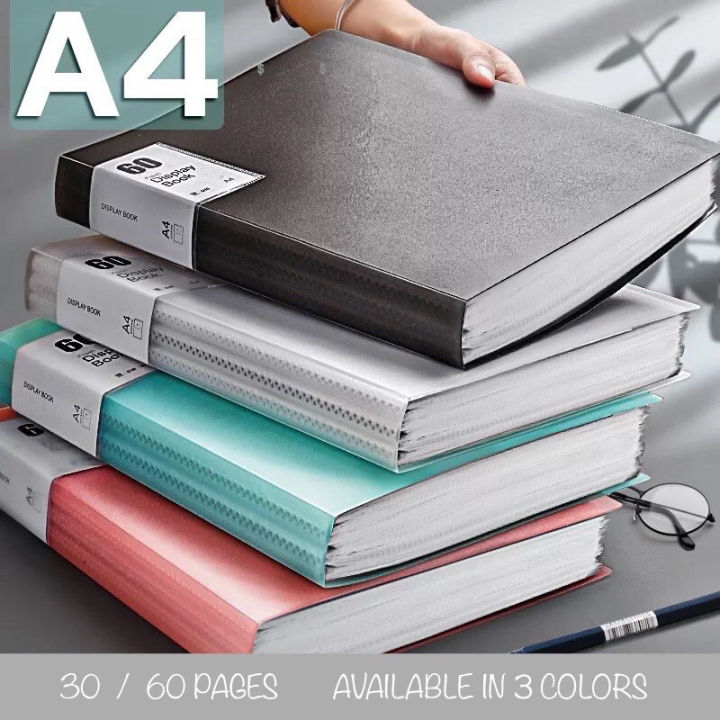 A4 Plastic 30/60/100 Pocket Plastic Presentation Book Portfolio Folder ...