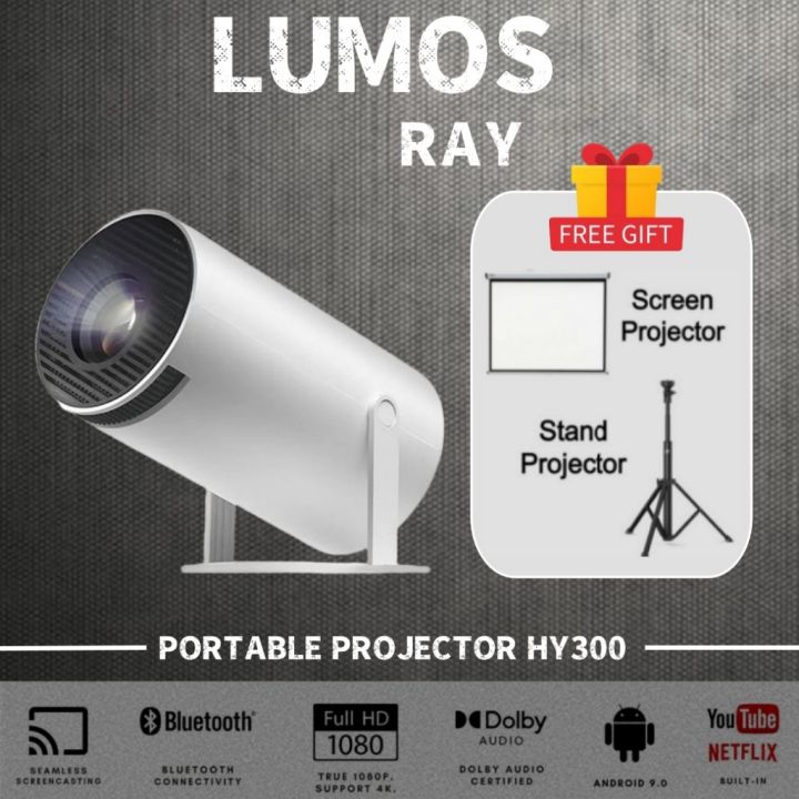 LUMOS Projector HY300 4K LED Wi-Fi Bluetooth Netflix YouTube for ...