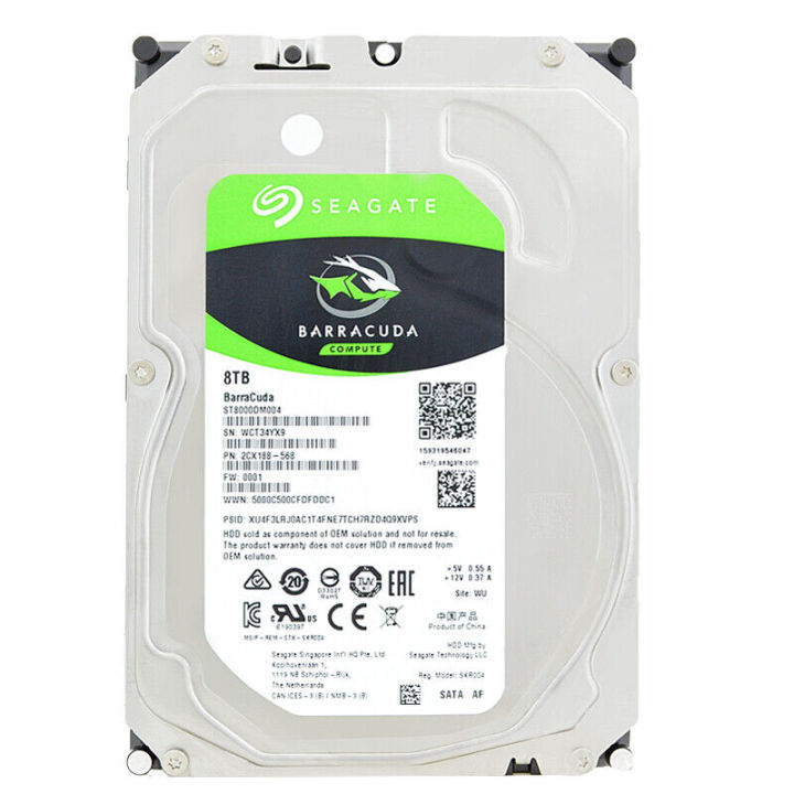 Seagate BarraCuda ST8000DM004 8TB 3.5" SATA 5400 RPM Internal HDD Hard ...