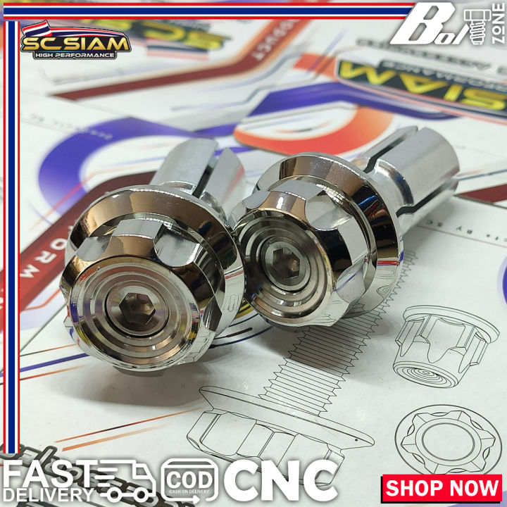 SC SIAM STAINLESS HANDLE BAR END CNC UNIVERSAL / NMAX / AEROX / MIO I ...