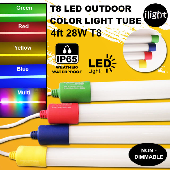 LED T8 Colour Outdoor Light Tube Weatherproof IP65 4ft T8 28W | Multi ...