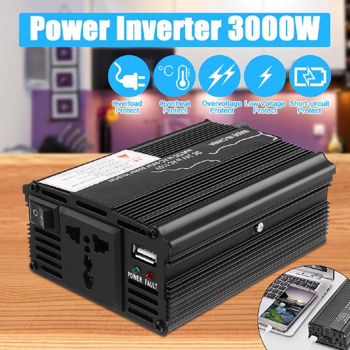 【Shishi】3000W Sine Wave Solar Inverter Peaks Power Voltage Transformer Converter DC 12V/24 To AC ...