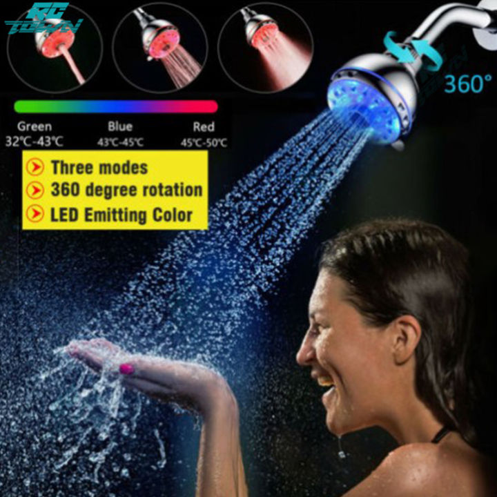 Bathroom Filtration Shower Head Rgb 7 Colorful Led Light Automatic
