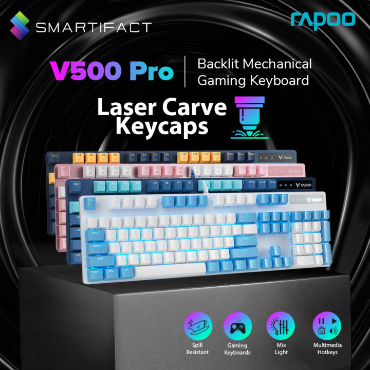 Rapoo V500 Pro Gaming Keyboard Mixed Color Backlit Mechanical Keyboard Blue Switch Spill ...