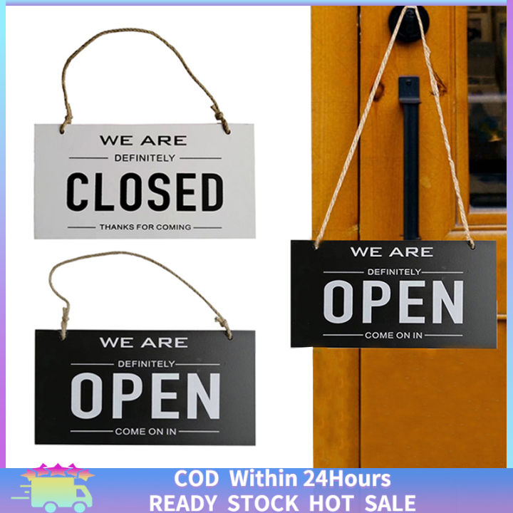 Wooden Open Closed Signage Business Two Sided Reversible Store Hanging ...