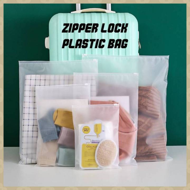 Zipper Bag with Lock Double Matte Zipper Storage Bag Frosted Zipper ...