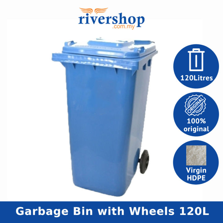 120Litres Large Garbage Bin with Wheels/ Garbage Bin Outdoor/ Tong ...